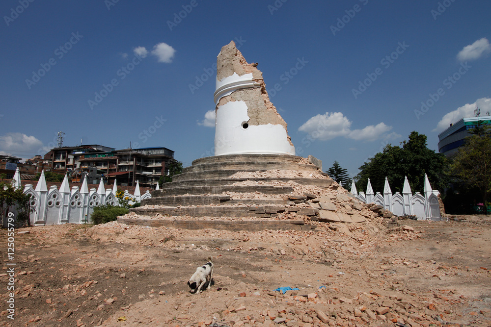 Remains of Dharahara tower in Kathmandu after the earthquake Stock ...