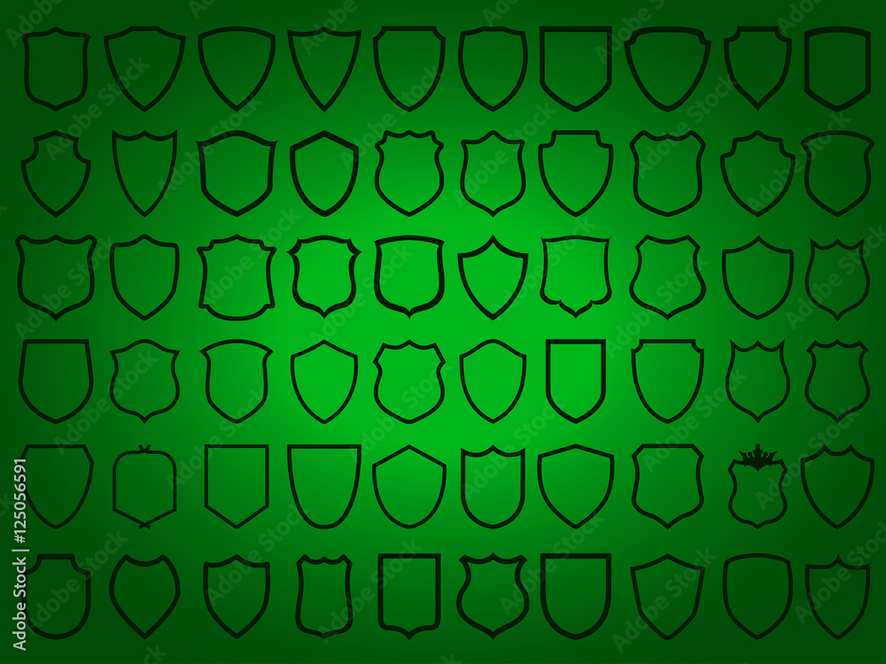 Mega Set and Group Shield Silhouette, Shields Isolated Border Vector ...