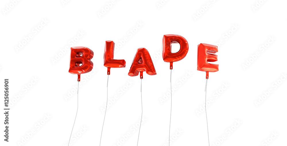 Illustrazione Stock BLADE - word made from red foil balloons - 3D ...