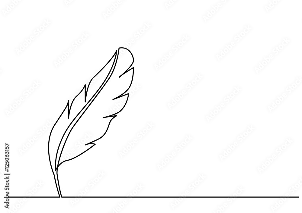 continuous line drawing of quill Stock Vector | Adobe Stock
