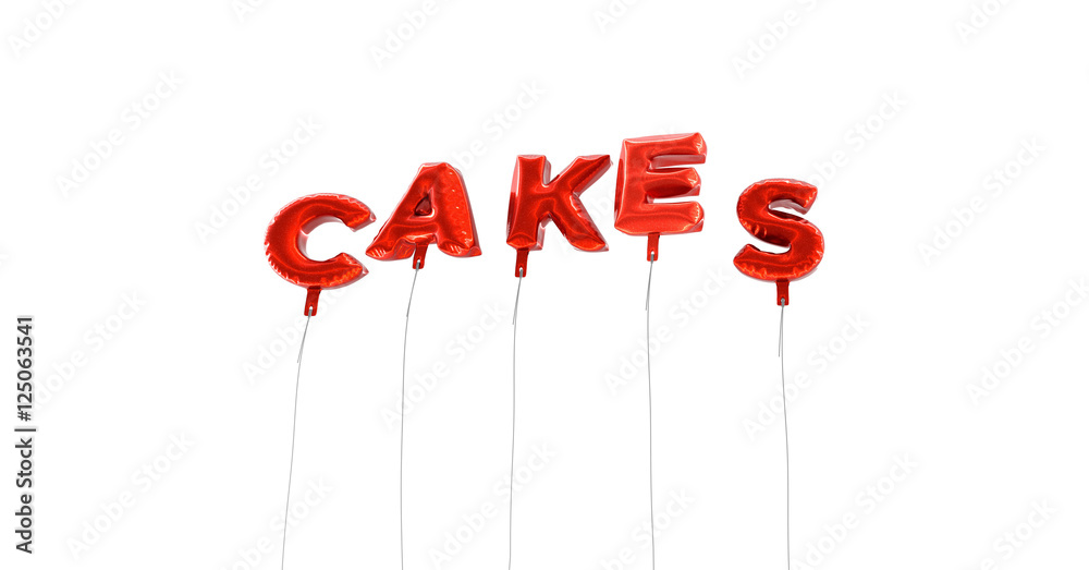 Illustrazione Stock CAKES - word made from red foil balloons - 3D ...