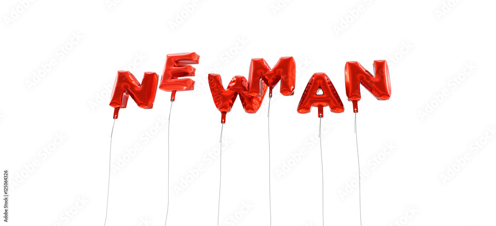 NEWMAN - word made from red foil balloons - 3D rendered. Can be used ...