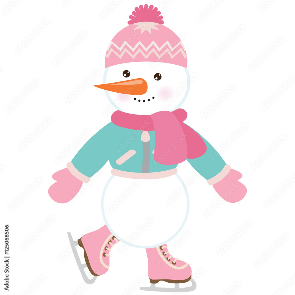 Funny snowman cartoon vector illustration Stock Vector | Adobe Stock