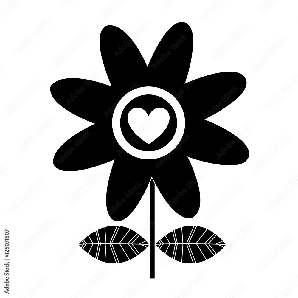 flower with heart icon image vector illustration design Stock Vector ...