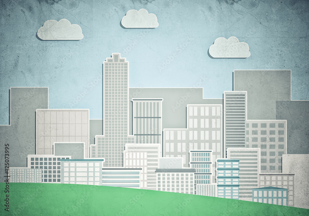 Drawn colorful cityscape Stock Illustration | Adobe Stock