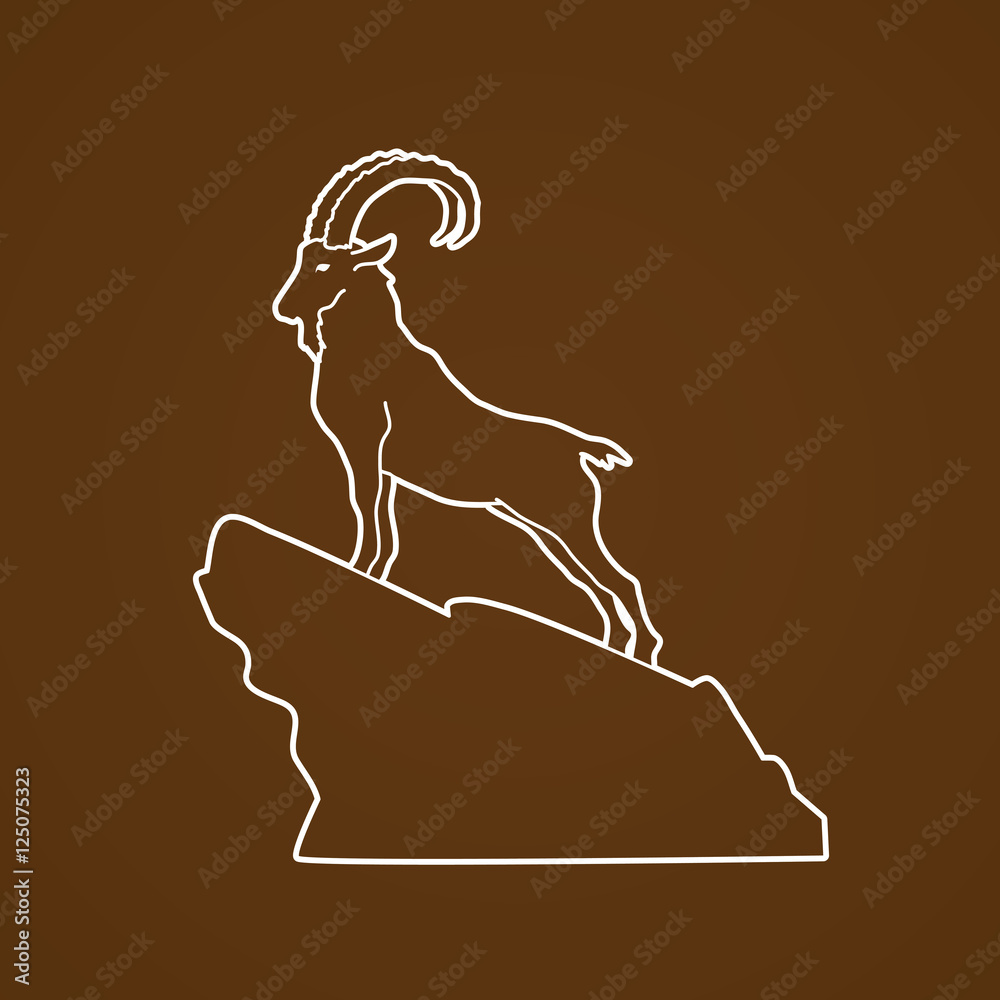 Ibex standing on the cliff outline graphic vector. Stock Vector | Adobe ...