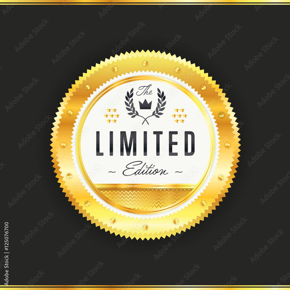Gold metal badge vintage style isolated vector illustration Stock ...