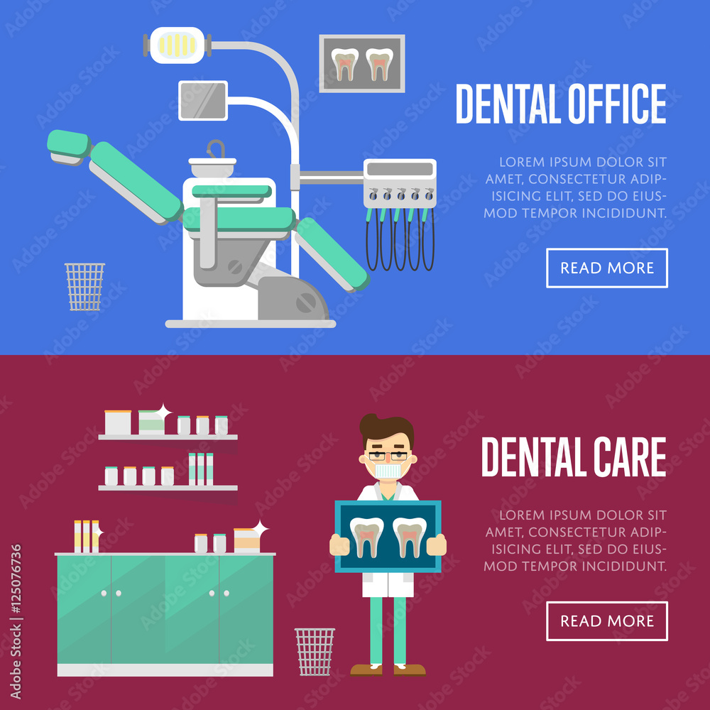 Dental care template with male dentist holding x-ray. Dental office ...