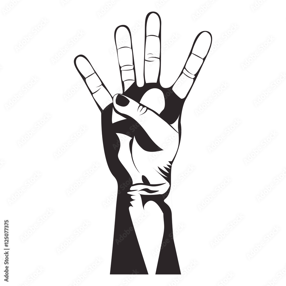 counting four hand gesture icon image vector illustration Stock Vector ...