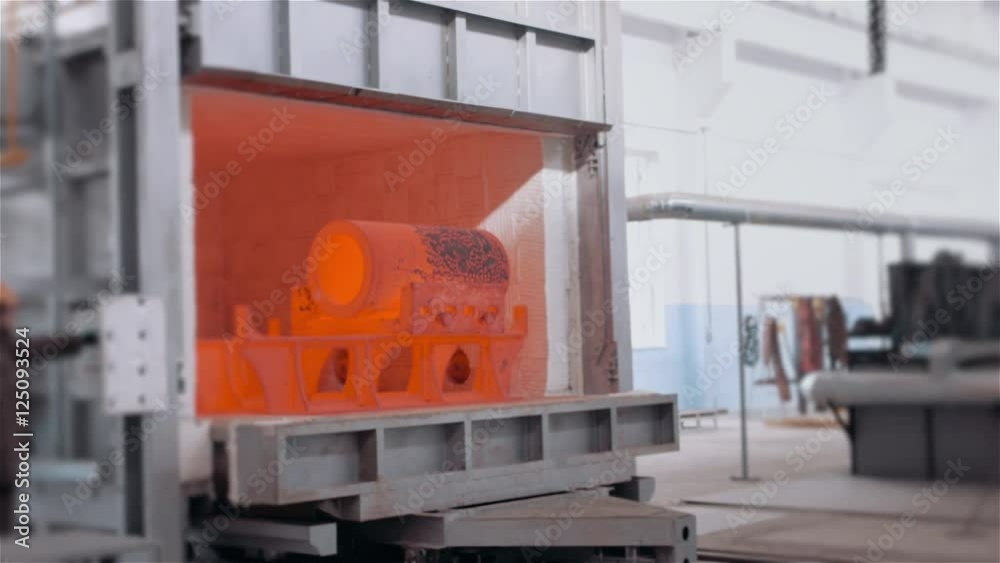 Steel ingot in the workspace, Big red-hot metal detail from metal ...