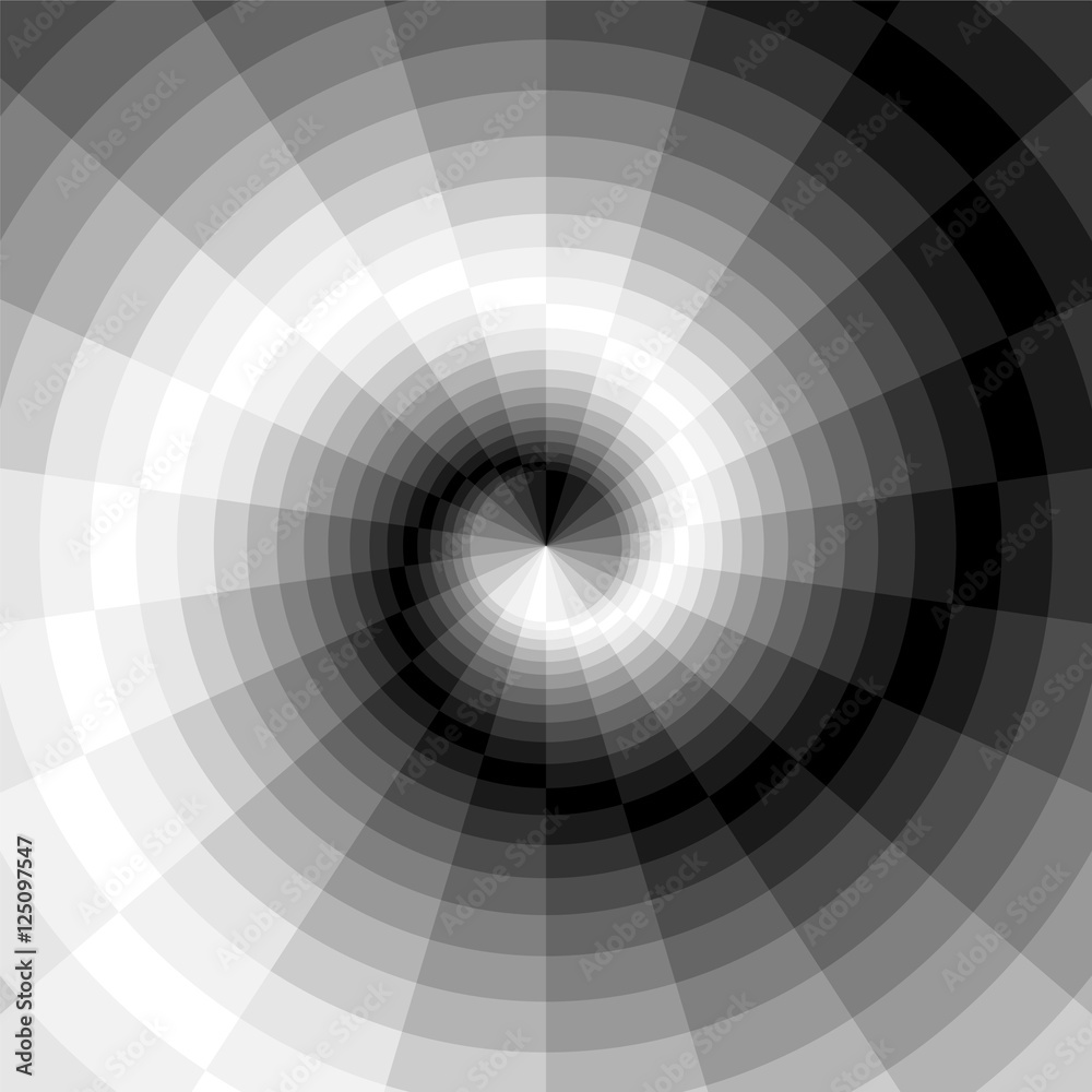 Vector Illustration. Monochrome Spirals of the Rectangles Radial ...