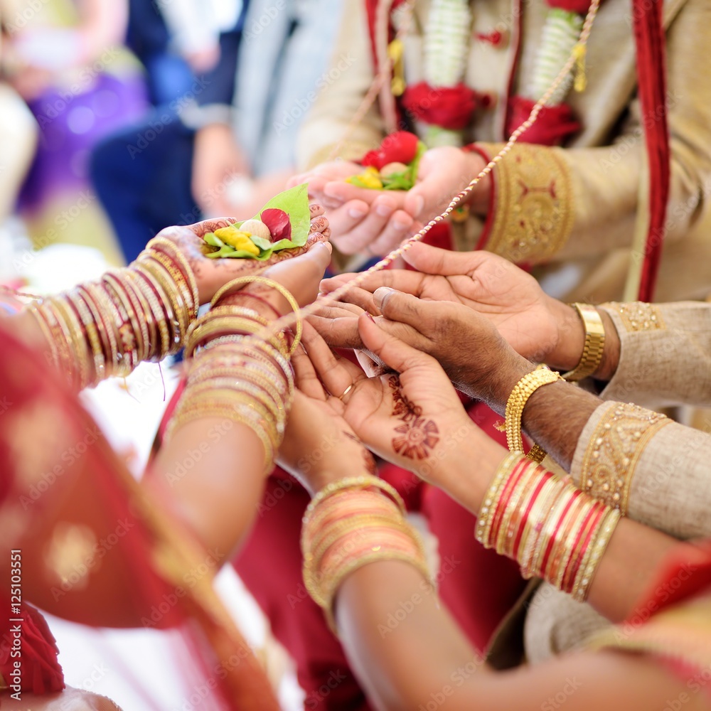 Amazing hindu wedding ceremony. Details of traditional indian wedding ...