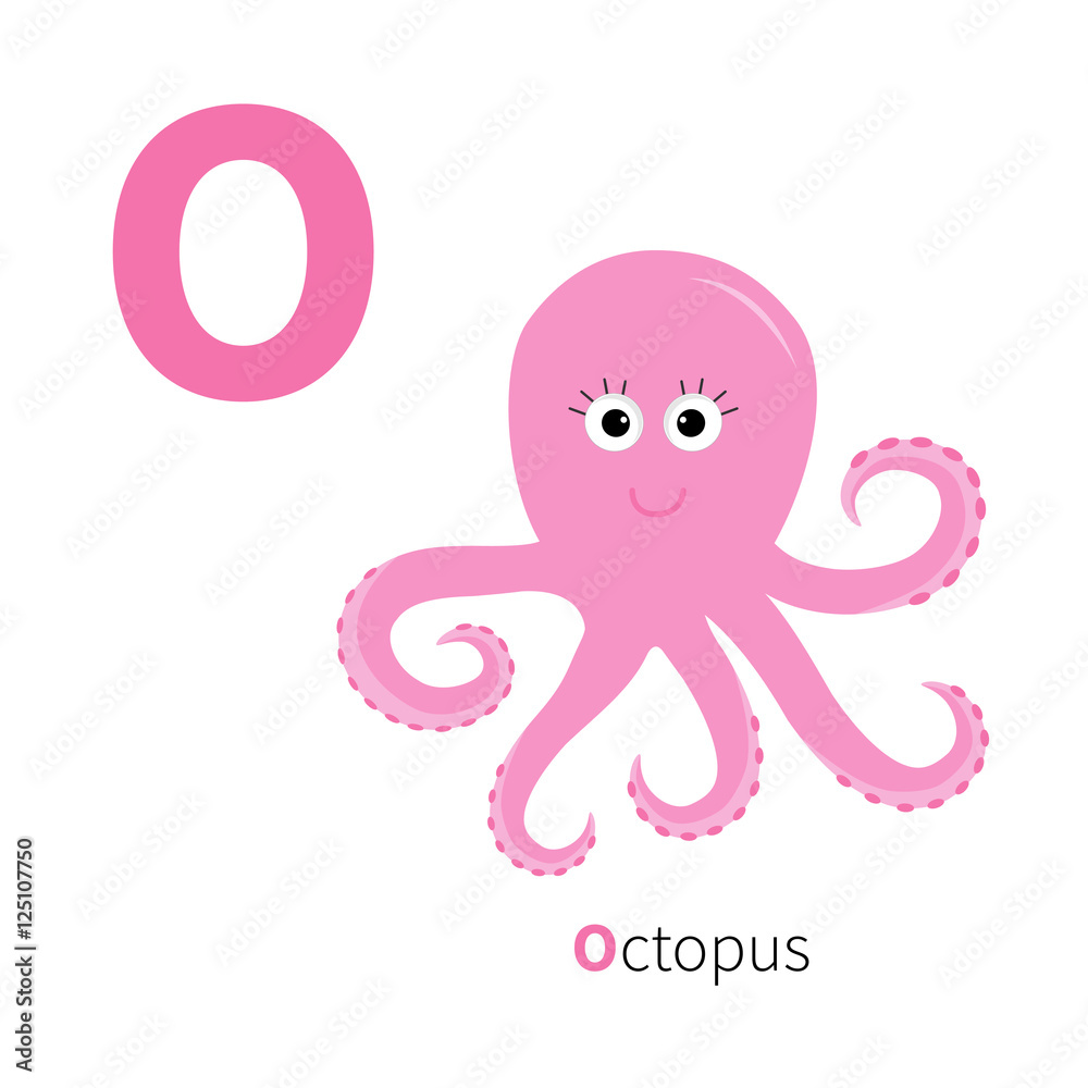 Letter O Octopus Zoo alphabet. Ocean See underwater life English abc ...