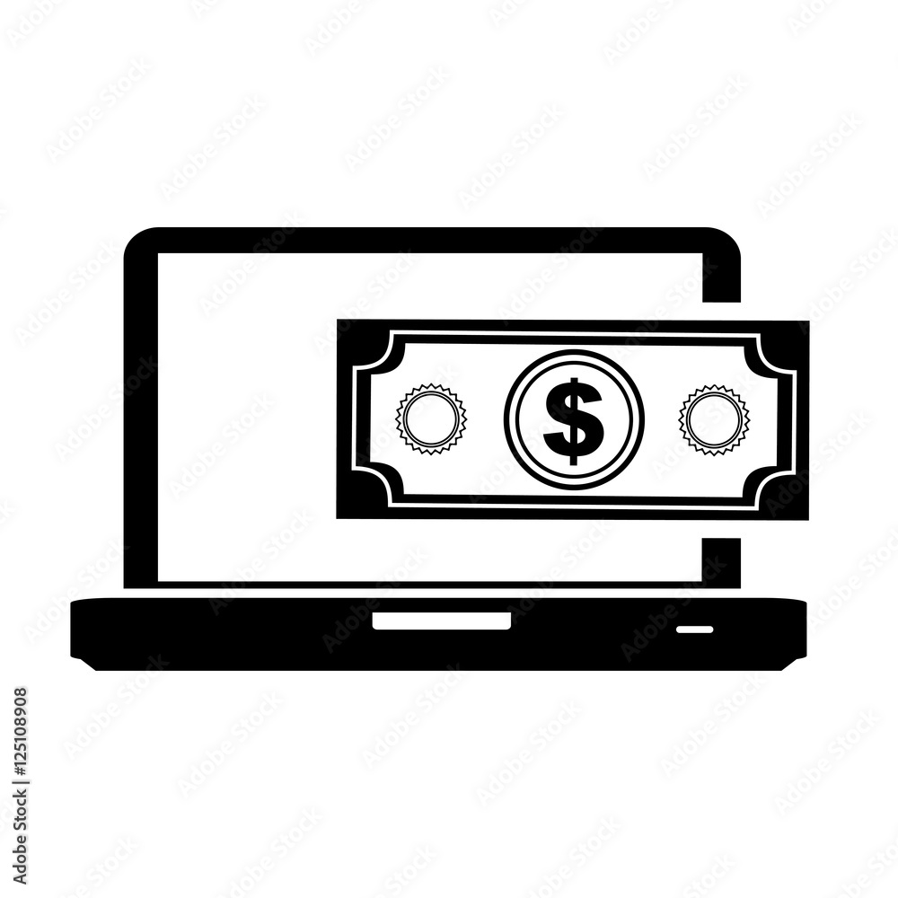 laptop with cash money icon image vector illustration design Stock ...