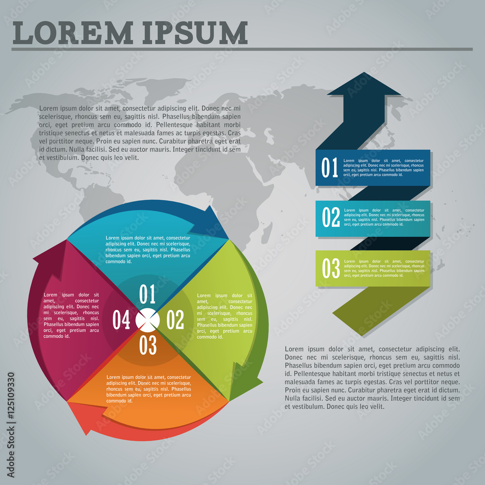 Steps map circle and arrow icon. Infographic data information and ...