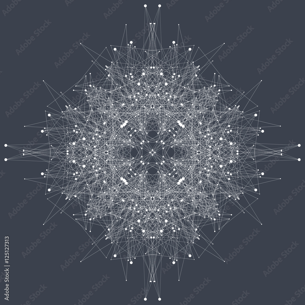 Fractal element with compounds lines and dots. Big data complex. Graphic abstract background ...