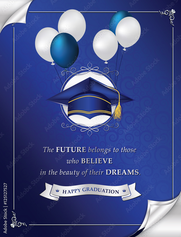 Happy Graduation greeting card for print. Congratulation for your ...