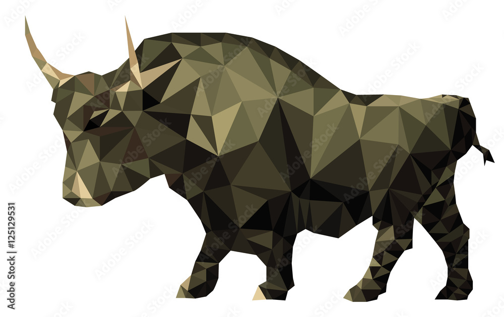 Geometry polygon vector image of an bull. Silhouette on a white ...