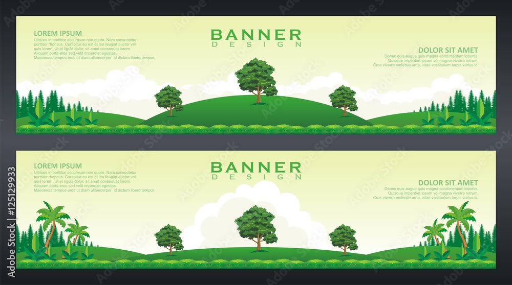 Natural Scenery landscape web page header / banner Stock Vector | Adobe ...