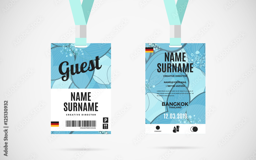 Guest id card set vector design illustration Stock Vector | Adobe Stock