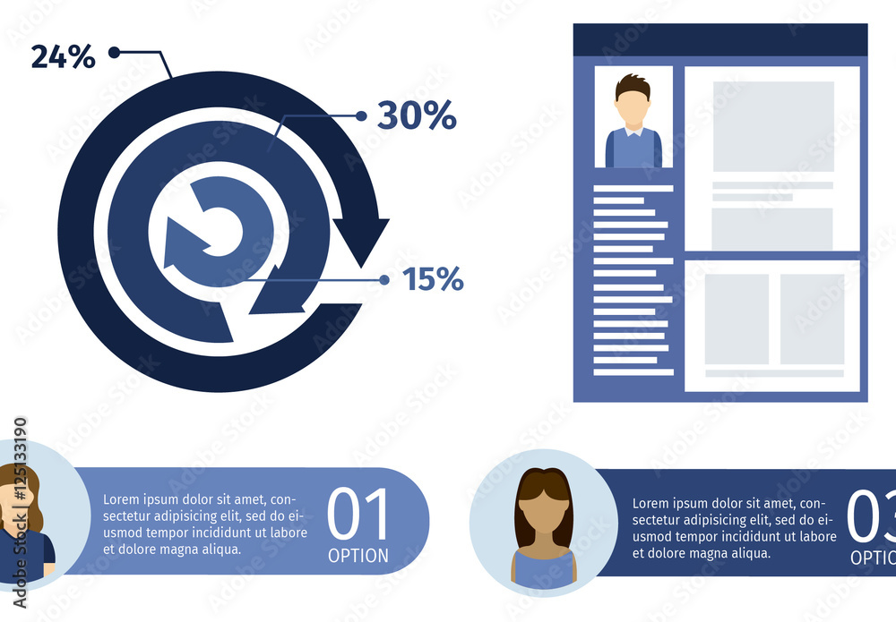 Social Network Data Infographic with Profile Page Illustration Element ...