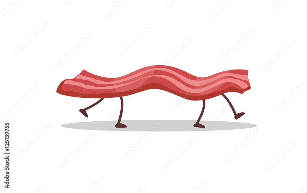 Bacon Running Away Isolated on White. Funny Food Stock Vector | Adobe Stock