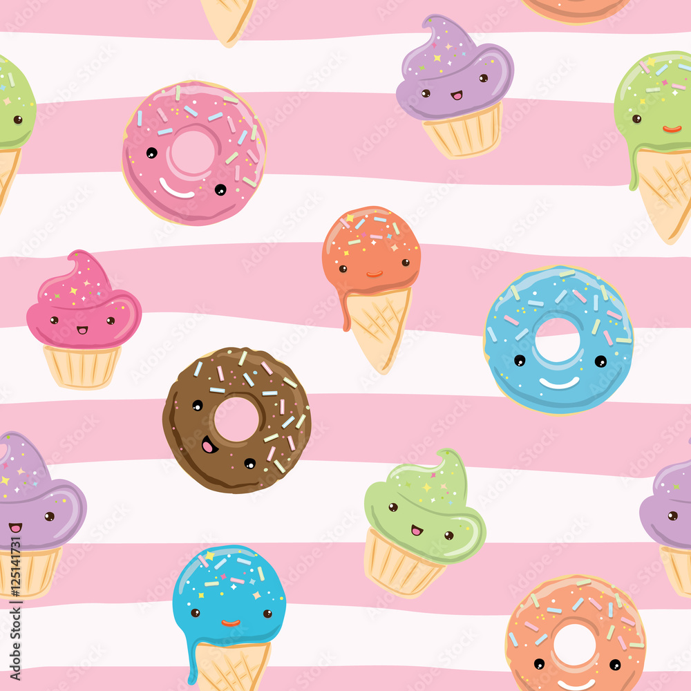 Cute seamless pattern with sweets Stock Vector | Adobe Stock