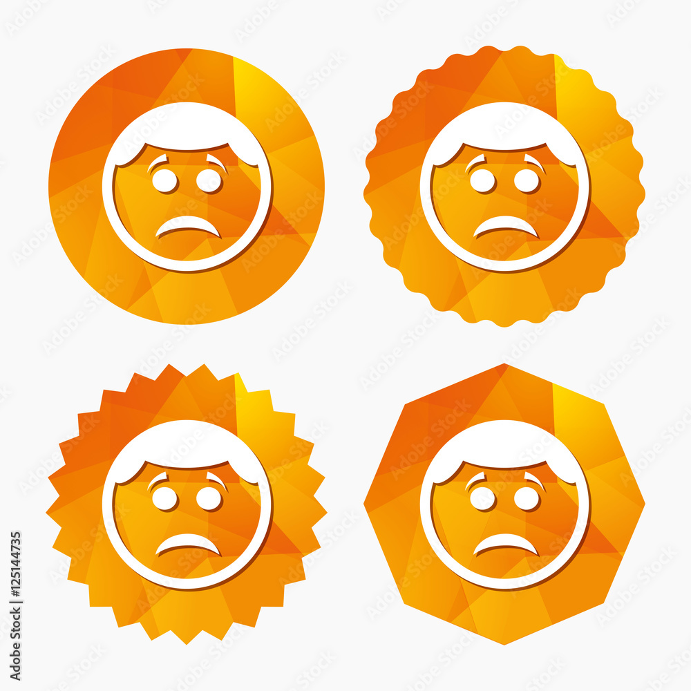 Sad face sign icon. Sadness symbol. Stock Vector | Adobe Stock