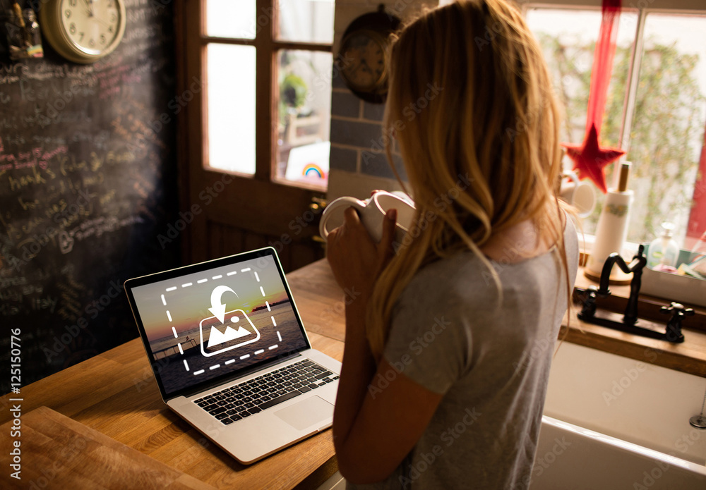 Woman Watching Laptop Mockup 1 Stock Template | Adobe Stock