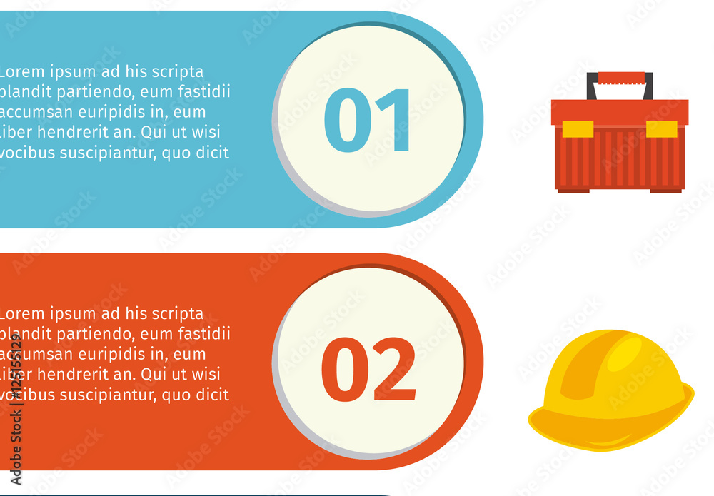 Construction Infographic with Equipment and Tool Icons 4 Stock Template ...