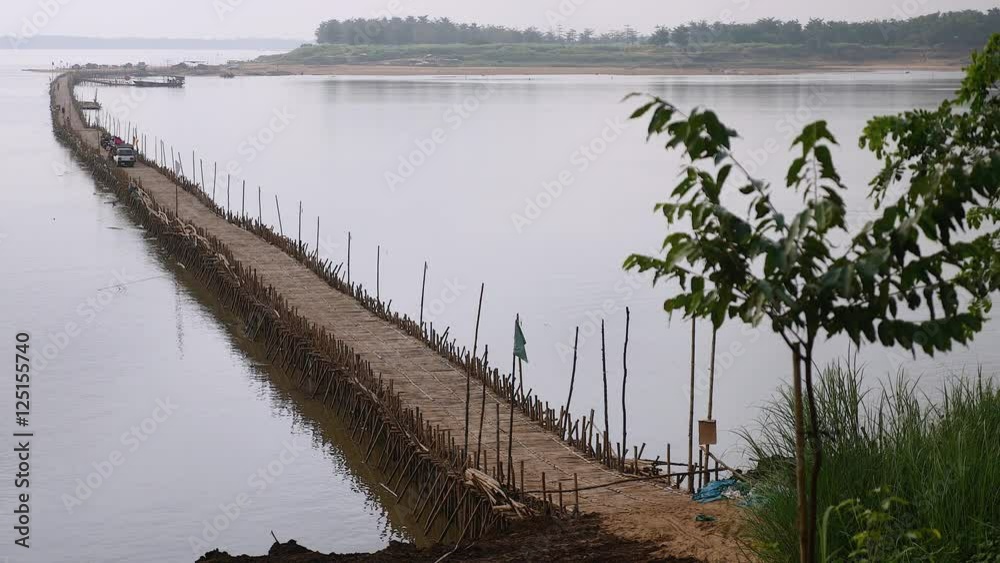 New bamboo bridge is opening marking the first crossing of vehicles and ...