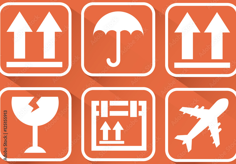 Orange and White Delivery Logistics Shipping Icons Set Stock Template ...