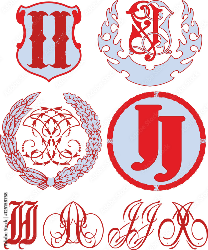 Set of II (JJ) monograms and emblem templates Stock Vector | Adobe Stock