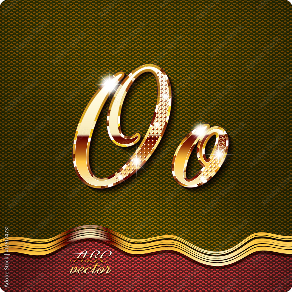 This stylish gold cursive letters. There are inlaid with a capital "O ...