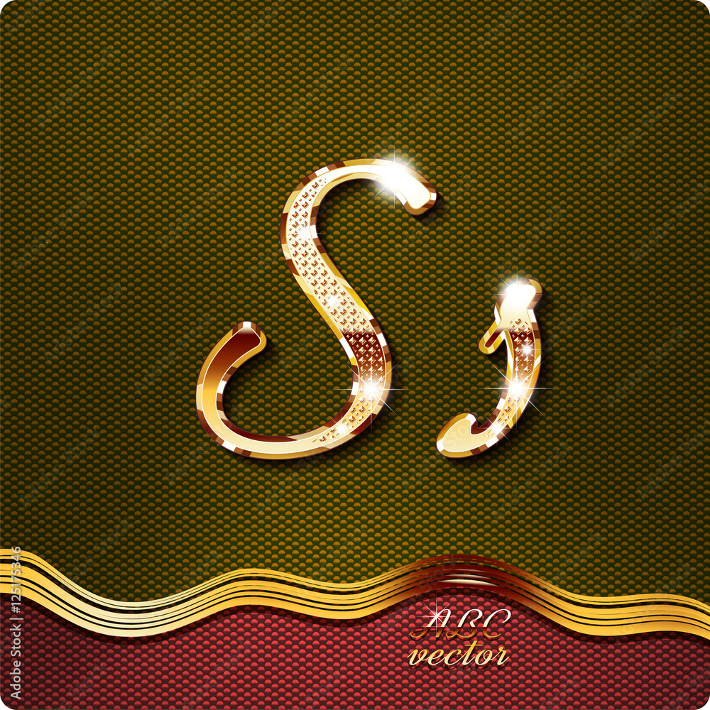 This stylish gold cursive letters. There are inlaid with a capital "S ...