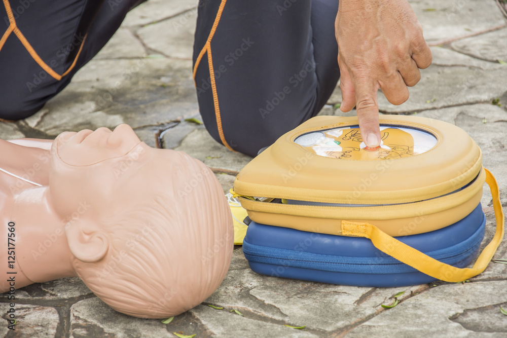 cpr and aed training victim child drowning Stock Photo | Adobe Stock