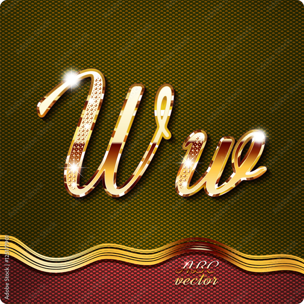This stylish gold cursive letters. There are inlaid with a capital "W ...