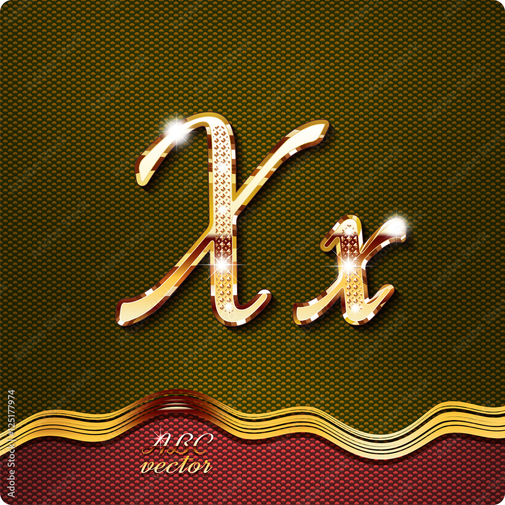 This stylish gold cursive letters. There are inlaid with a capital "X ...