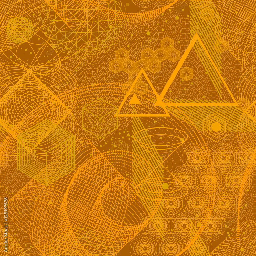 The science and mathematics abstract background with circles, cube ...