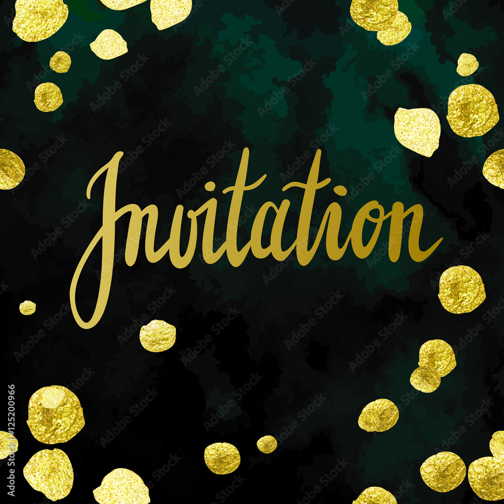 Trendy vector invitation template. Watercolor paint textured petals ...