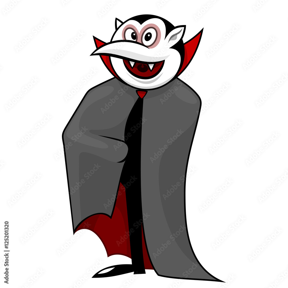 Funny cartoon vampire with moon Stock Vector | Adobe Stock
