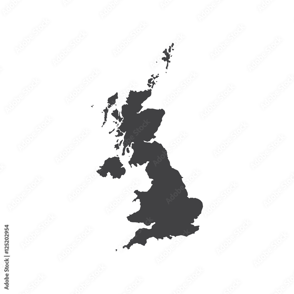 United Kingdom of Great Britain map silhouette illustration on the ...