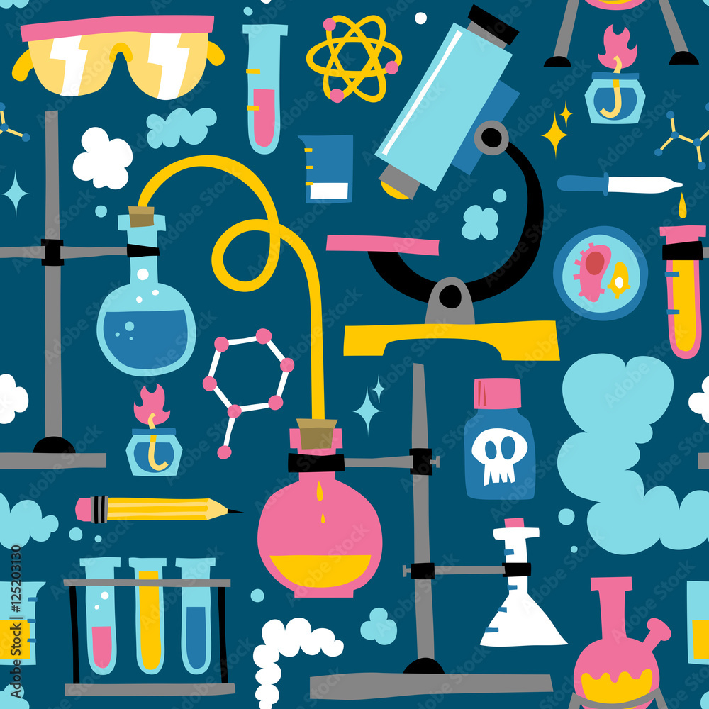 Chemistry hand drawn seamless vector pattern vector de Stock | Adobe Stock