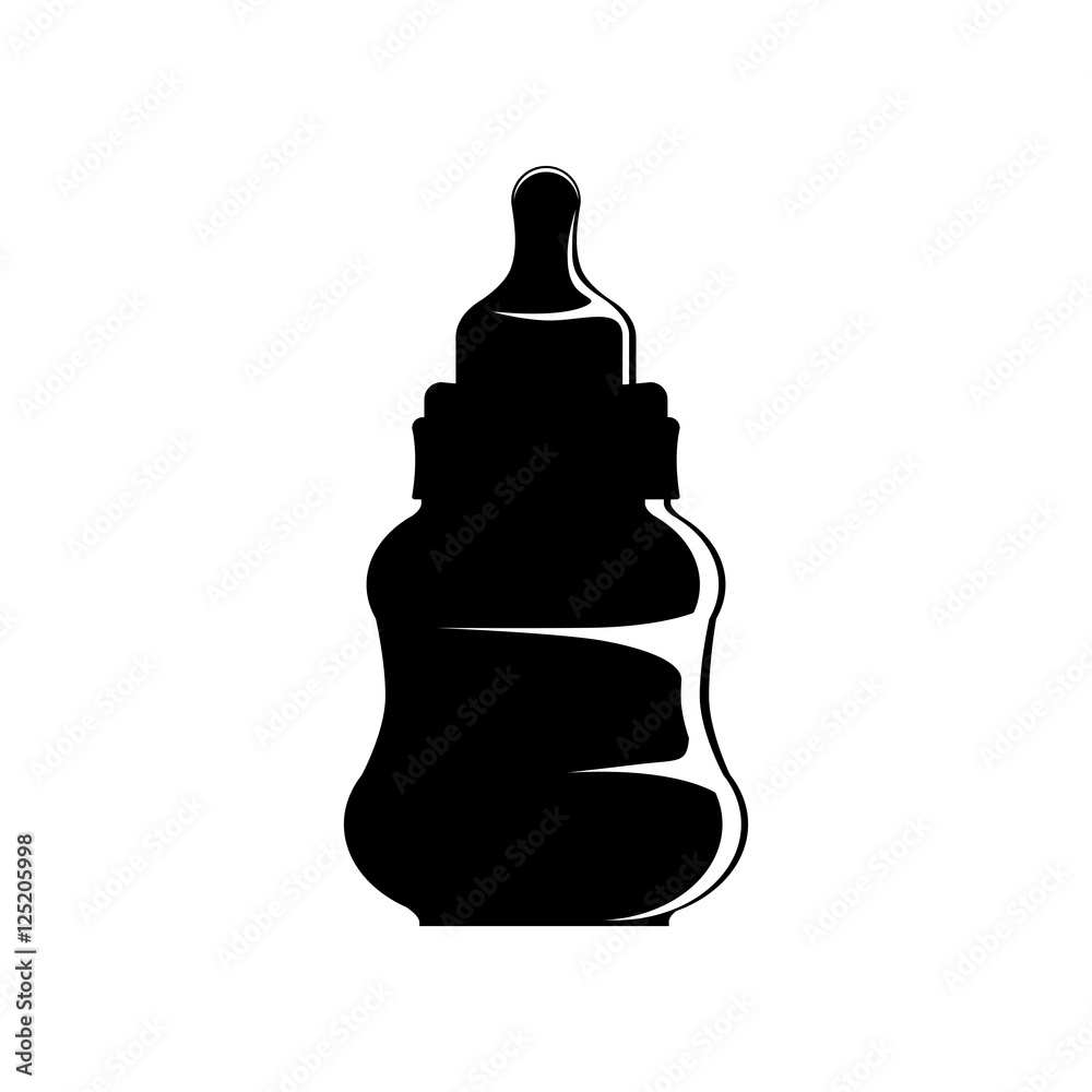 Vetor do Stock: black silhouette biberon baby with pacifier vector ...