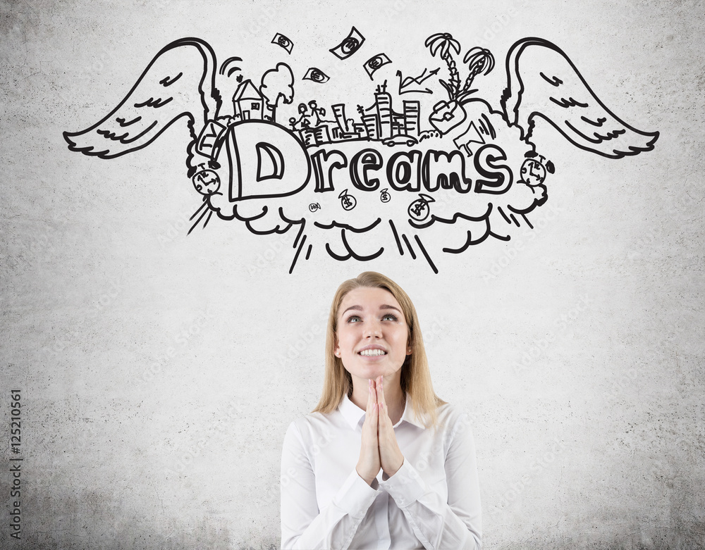 Hoping woman and vacation sketch Stock Photo | Adobe Stock