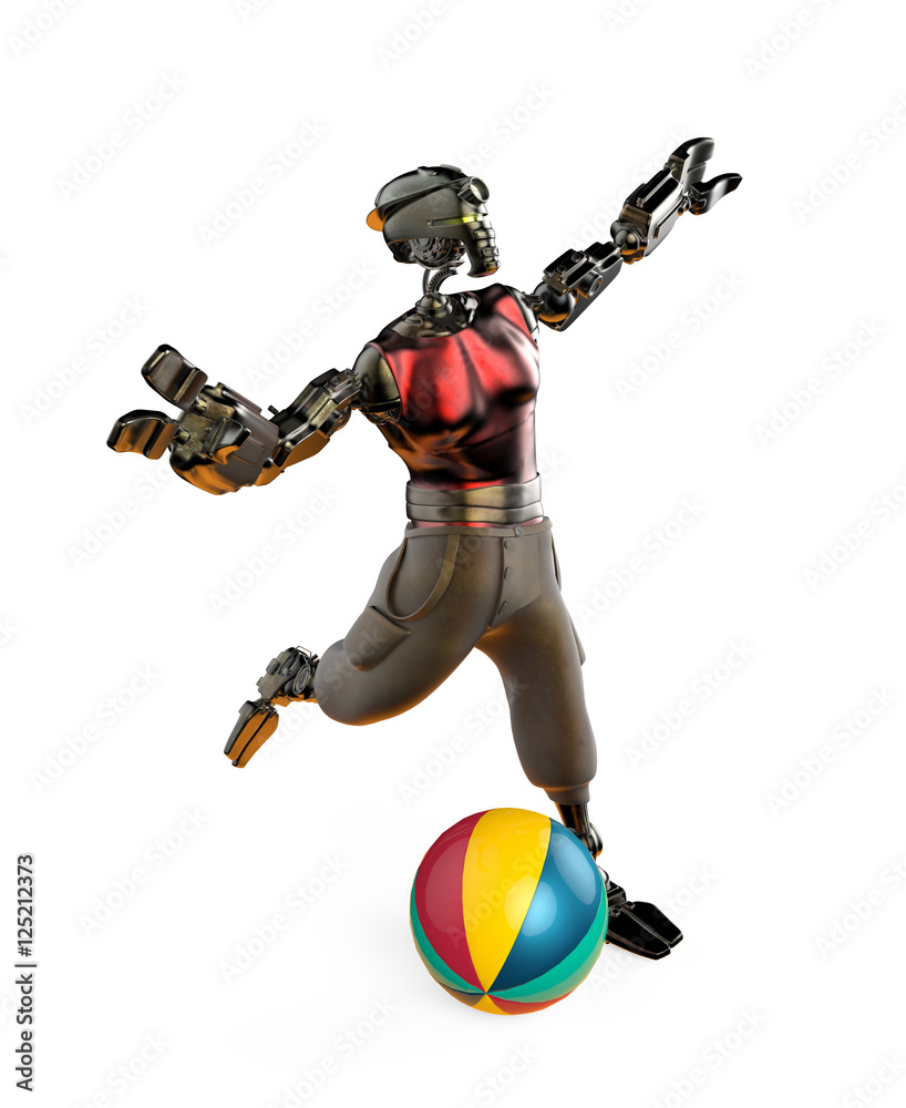 worker robot playing with a ball Stock Illustration | Adobe Stock