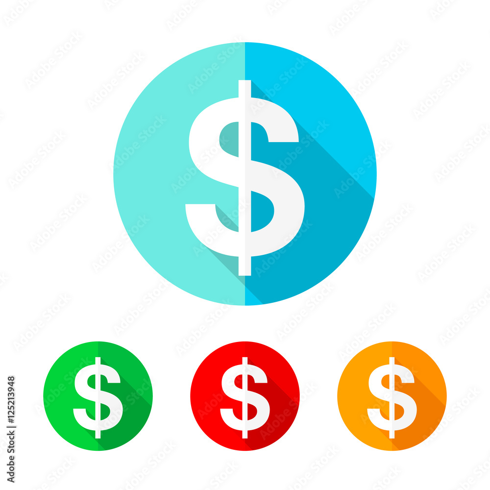 Set of colored dollar icons. Vector illustration. Stock Vector | Adobe ...