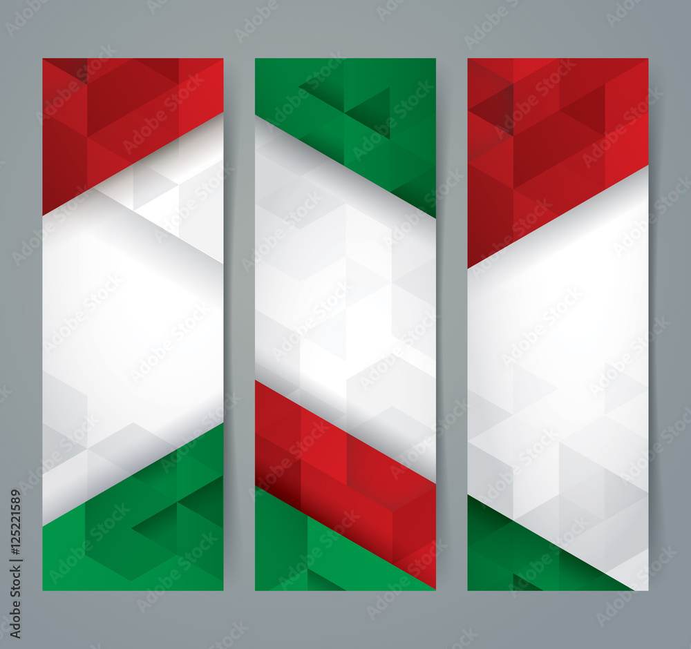 Collection banner design, Italian flag colours background banner. Stock ...