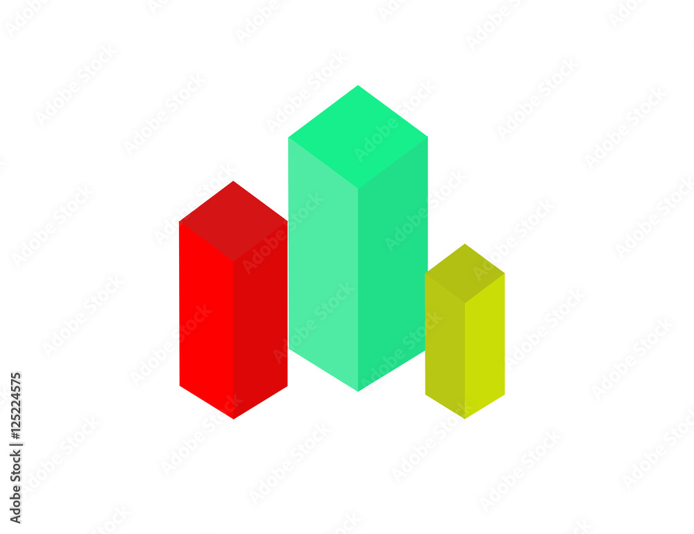 Vector 3D stats infographic. Flat design style Stock Vector | Adobe Stock