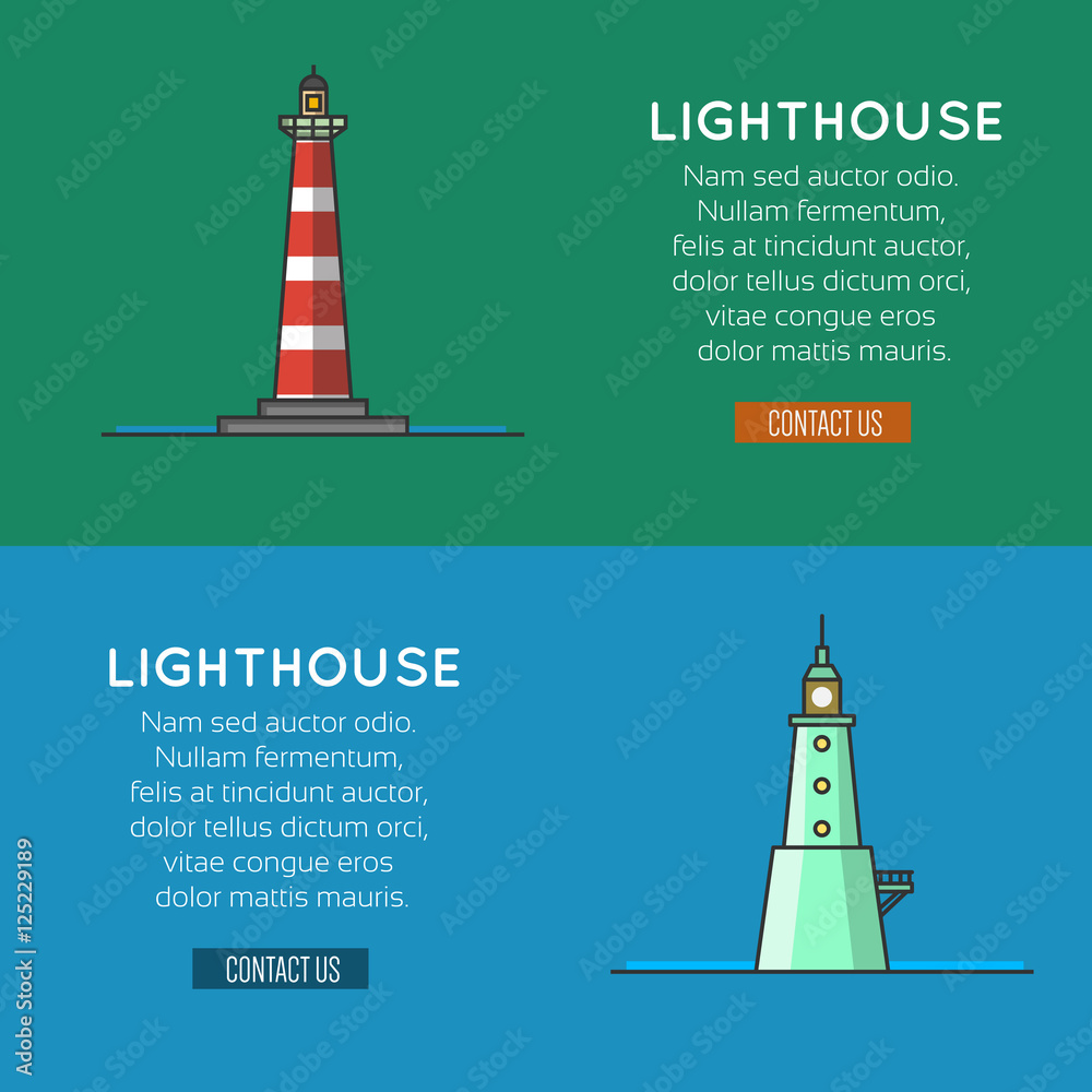 Lighthouse template banners, logo or label, design element for your ...
